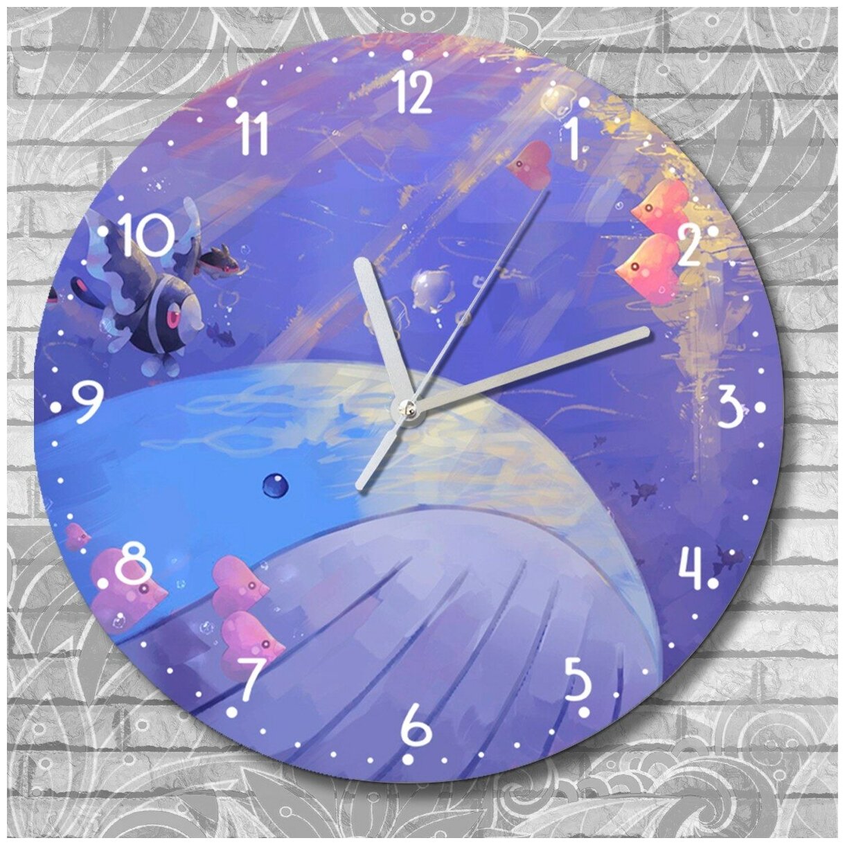 Настенные часы УФ животные кит рыбы море милота - 3248