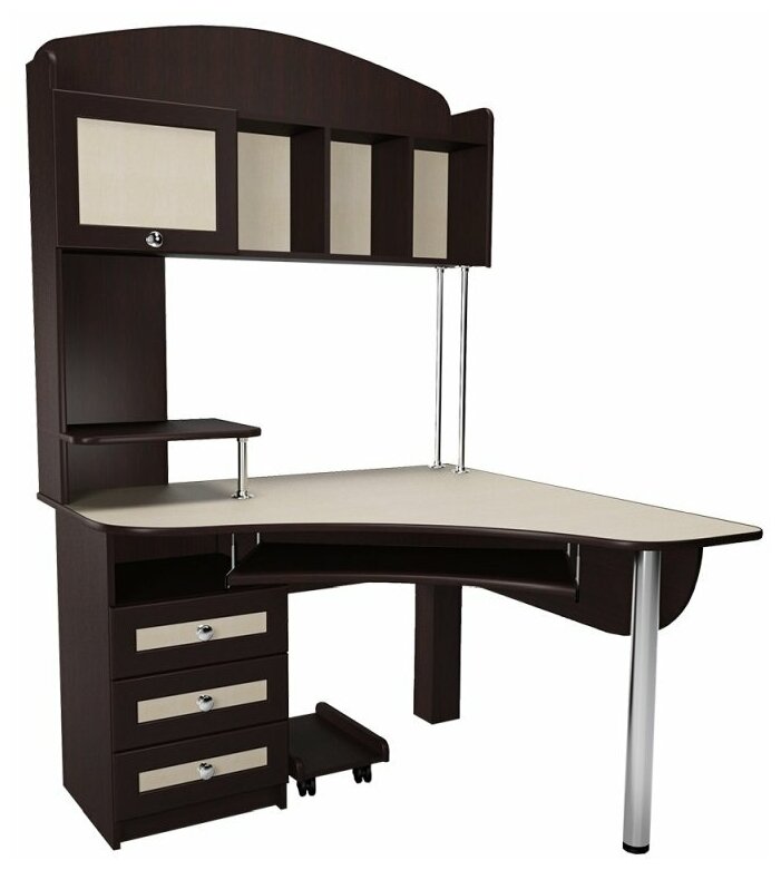 Компьютерный стол Мебелайн-11 угловой с надстройкой, венге/дуб молочный