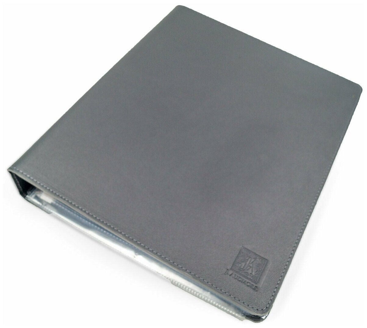 Кожаная папка А4 на кольцах / настольная визитница, папка сшиватель "Дело", без файлов, Clyne Grey by J.Audmorr, натуральная кожа, графит