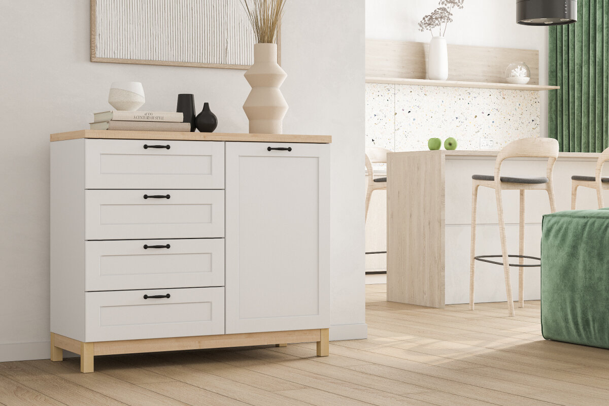 Комод Техас-2 МДФ Белый для документов для книг для обуви для одежды для посуды 110*93.2*45