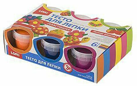 LORI Пластишка Тесто для лепки. Набор №10 (6 цветов по 80гр, коробке, от 3 лет) Тдл013, (ООО "7-Я")