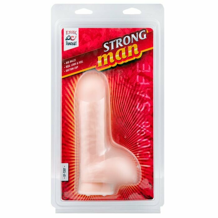 Фаллоимитатор Erotic Fantasy STRONG MAN, с мошонкой, телесный, 16 см
