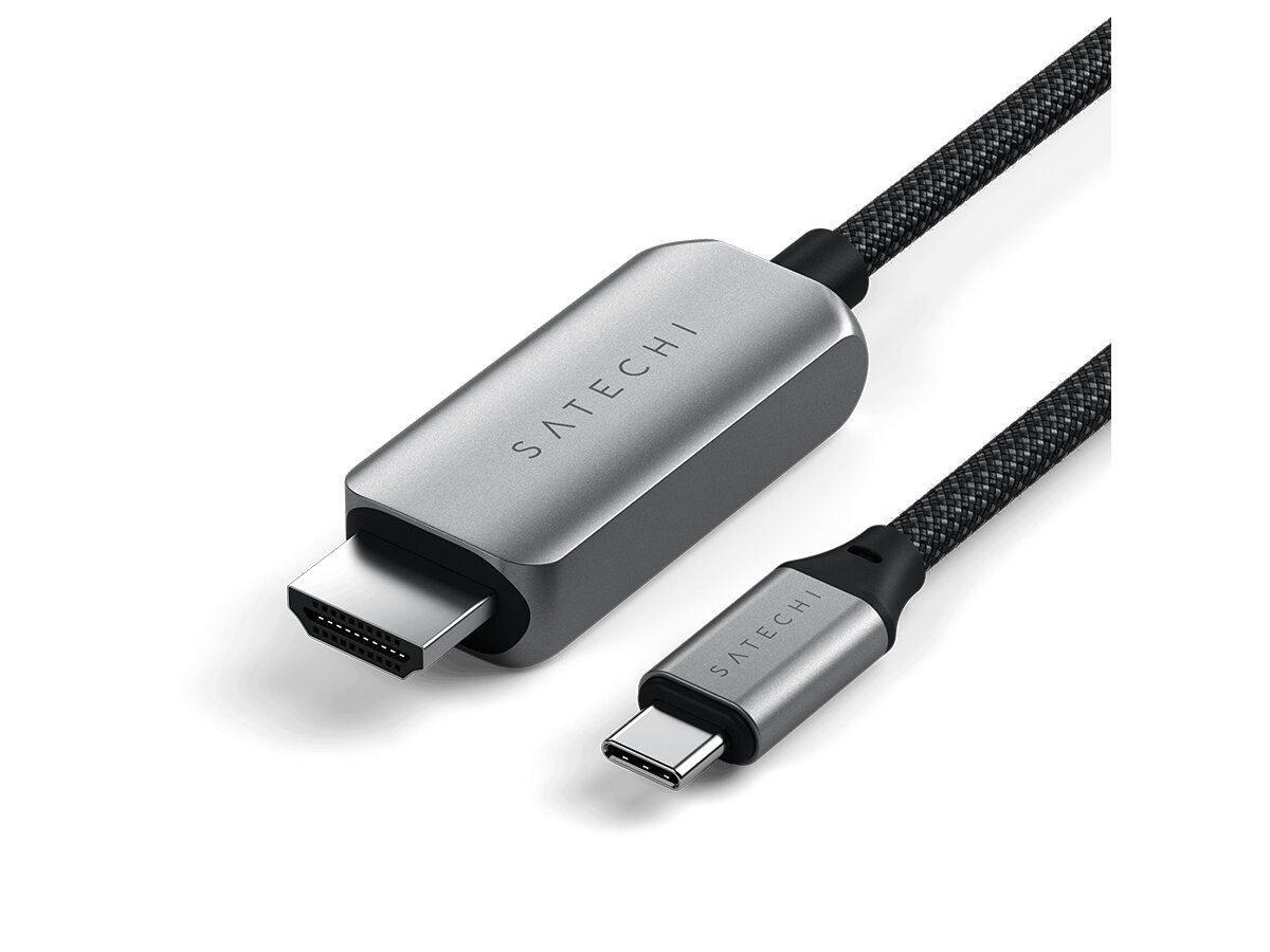 Кабель (переходник) Satechi USB-C To HDMI 2.1 8K Cable, Поддержка 8K/60Hz, 2м, Серый ST-YH8KCM