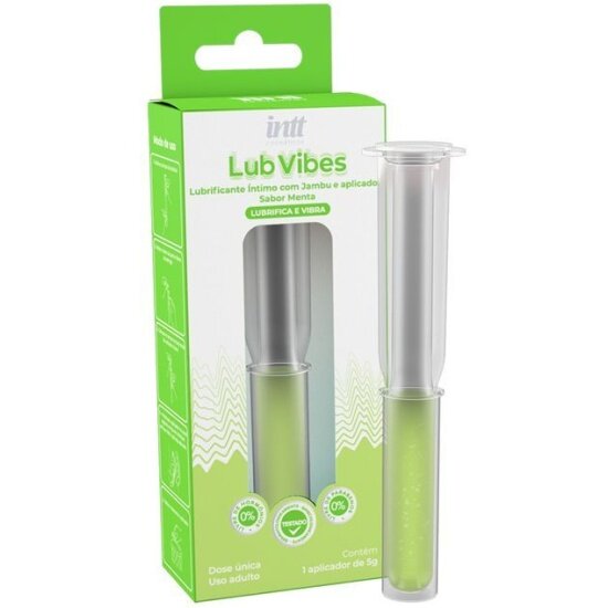 Интимная смазка Intt на водной основе Lub Vibes со вкусом мяты и эффектом вибрации - 5 г