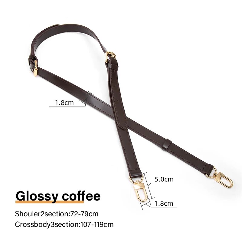 CRAZYSMITH Ремешок для сумки LV Speedy, ремни из 100% натуральной кожи, длинные сменные регулируемые ремни через плечо, аксессуары для сумок For LOUIS VUITTONV Glossy coffee 1.8cm