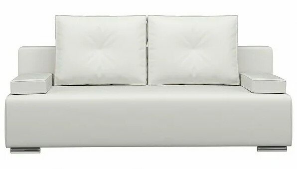 Прямой диван Доминик (Лиссабон) Белый Экокожа, еврокнижка, 190х90х80 см, с ящиком для белья