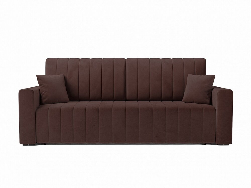 Прямой диван Лондон 2 Коричневый Велюр, еврокнижка, 241х104х91 см, с ящиком для белья