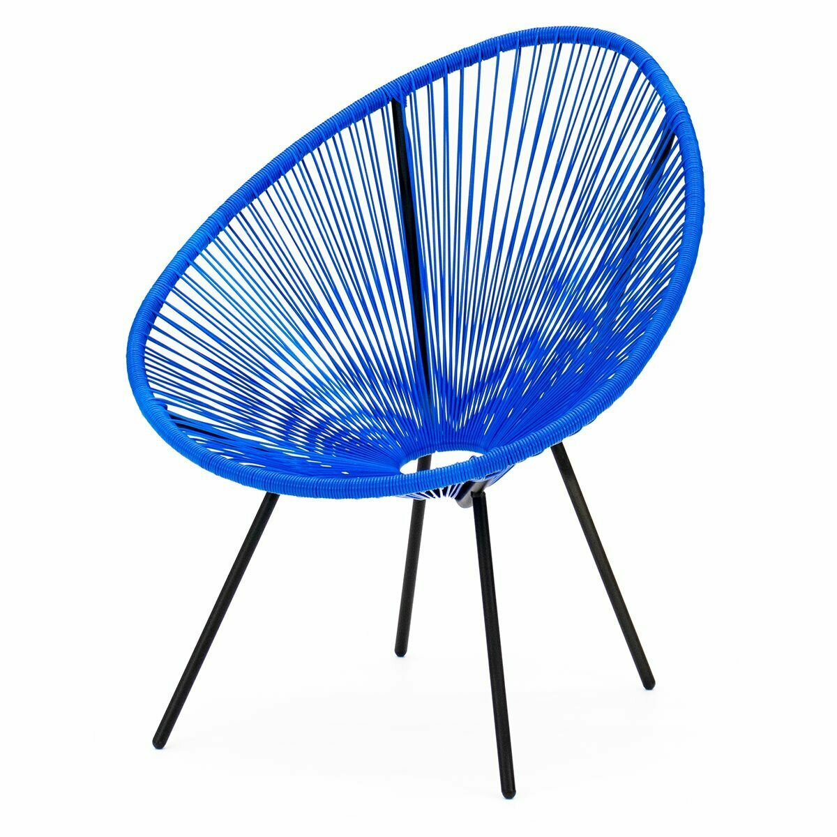 Кресло KORNERA "Акапулько", каркас черный, искусственный ротанг синий