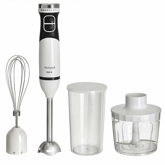 Блендер DELTA LUX DE-7007B, 1000 Вт, "Турбо", белый с черным.
