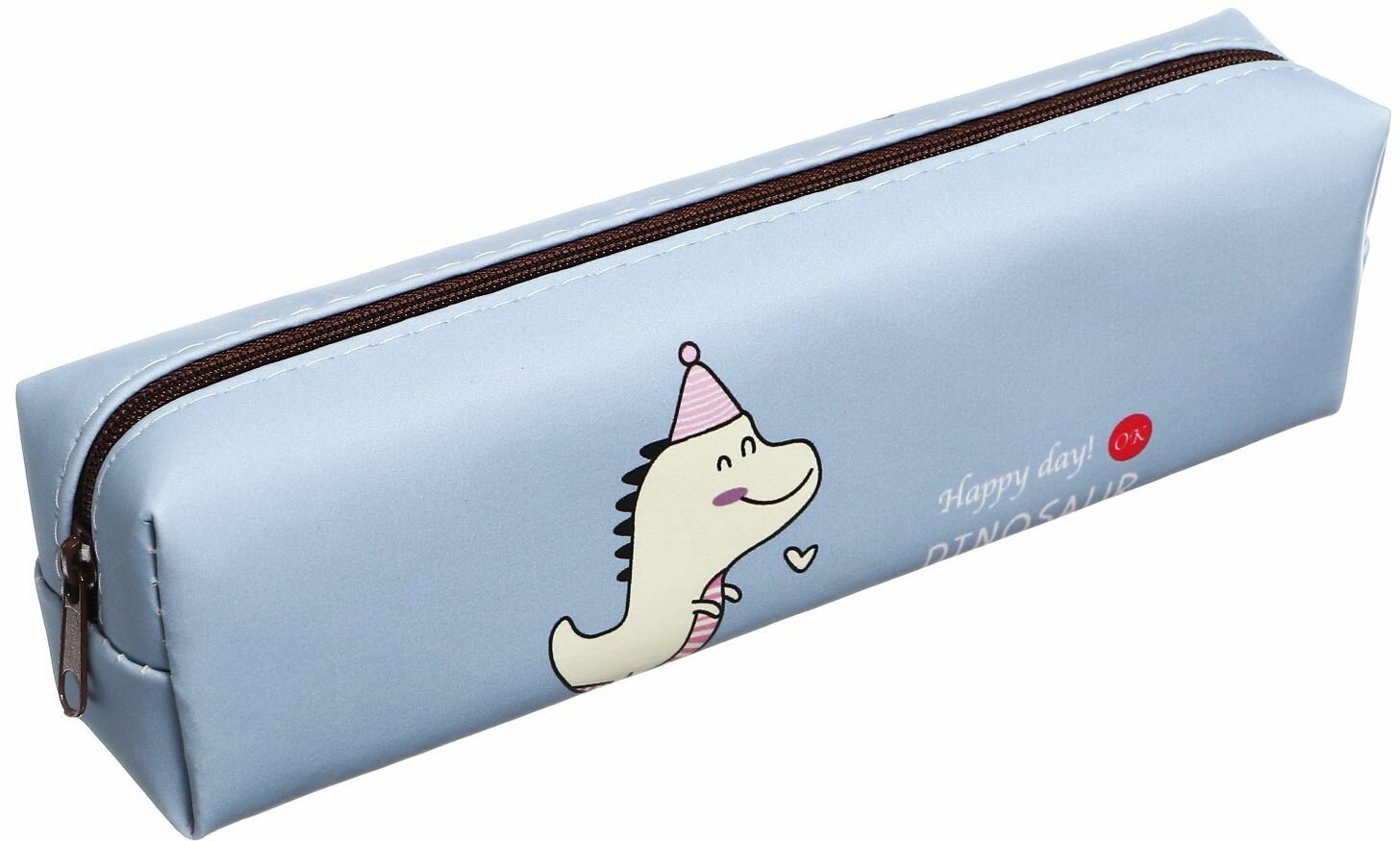 Пенал-косметичка "Динозаврик синий" на молнии, школьный чехол без наполнения, органайзер для карандашей и ручек