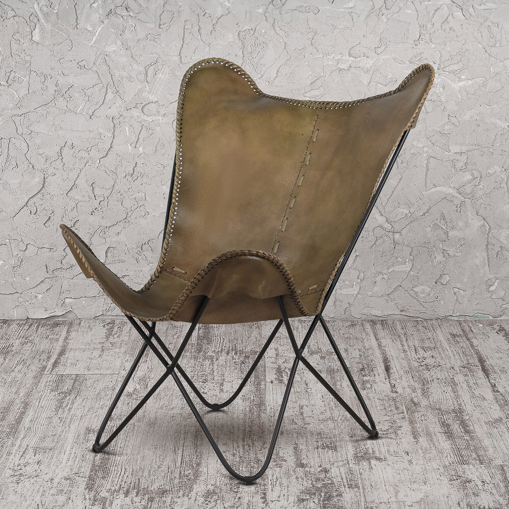 Кресло бабочка, натуральная кожа буйвола, "Баттерфляй", Decor of Today, механизм нераскладной, 72 х 72 х 91 (габариты)