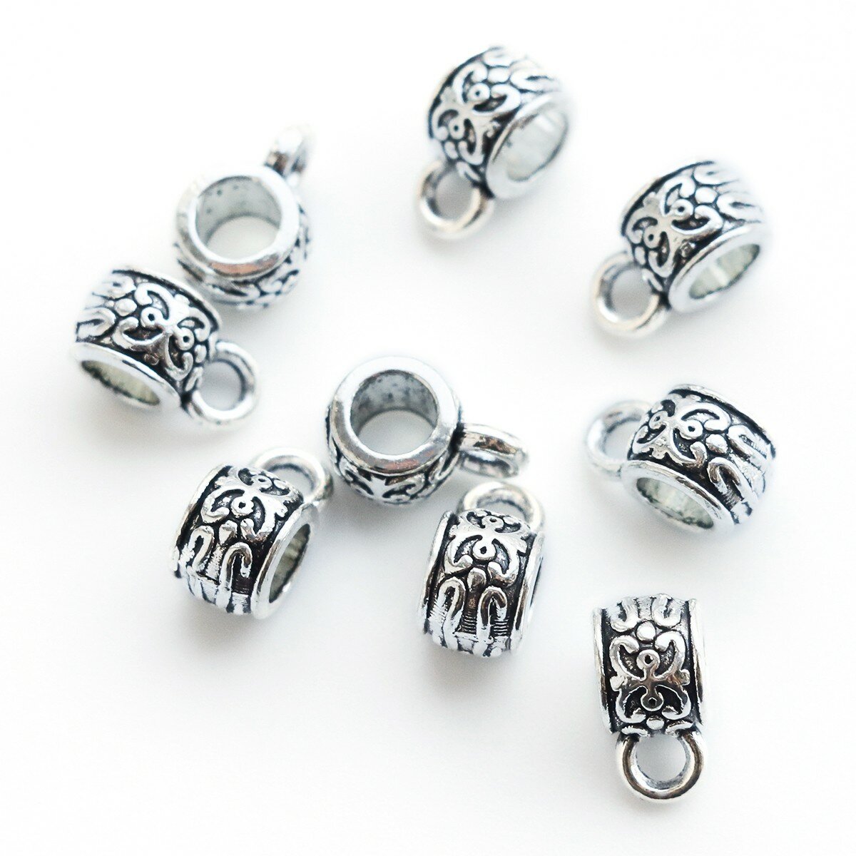 Бейл держатель для кулона подвески 15 шт для бижутерии/рукоделия, сплав, цвет античное серебро, 11x6x7 мм