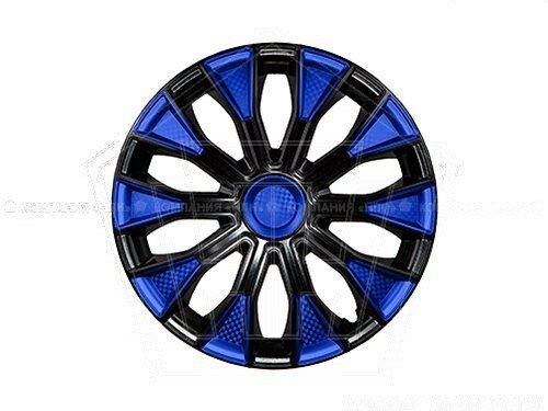 Колпаки декоративные (на пруж.) r-14 "волтек"микс сине-черный (к-т 2 шт) (lw1479)