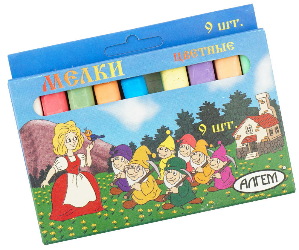 Мел школьный цветной 9 цветов Алгем,
