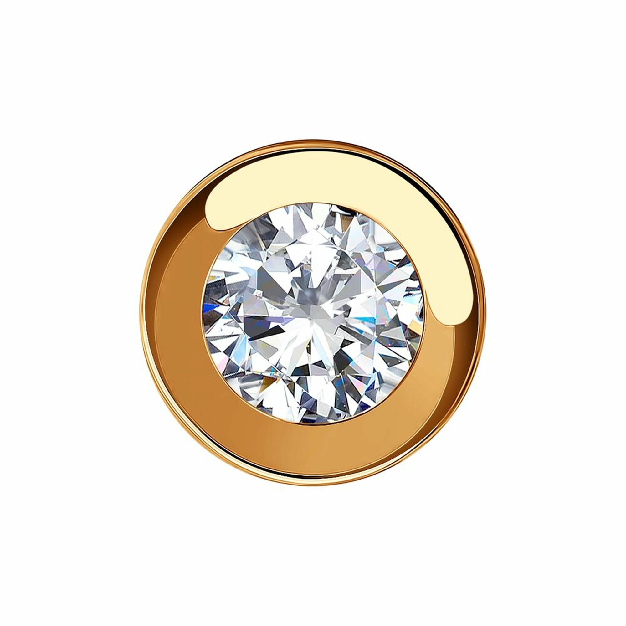 Подвеска, красное золото, 585 проба, фианит