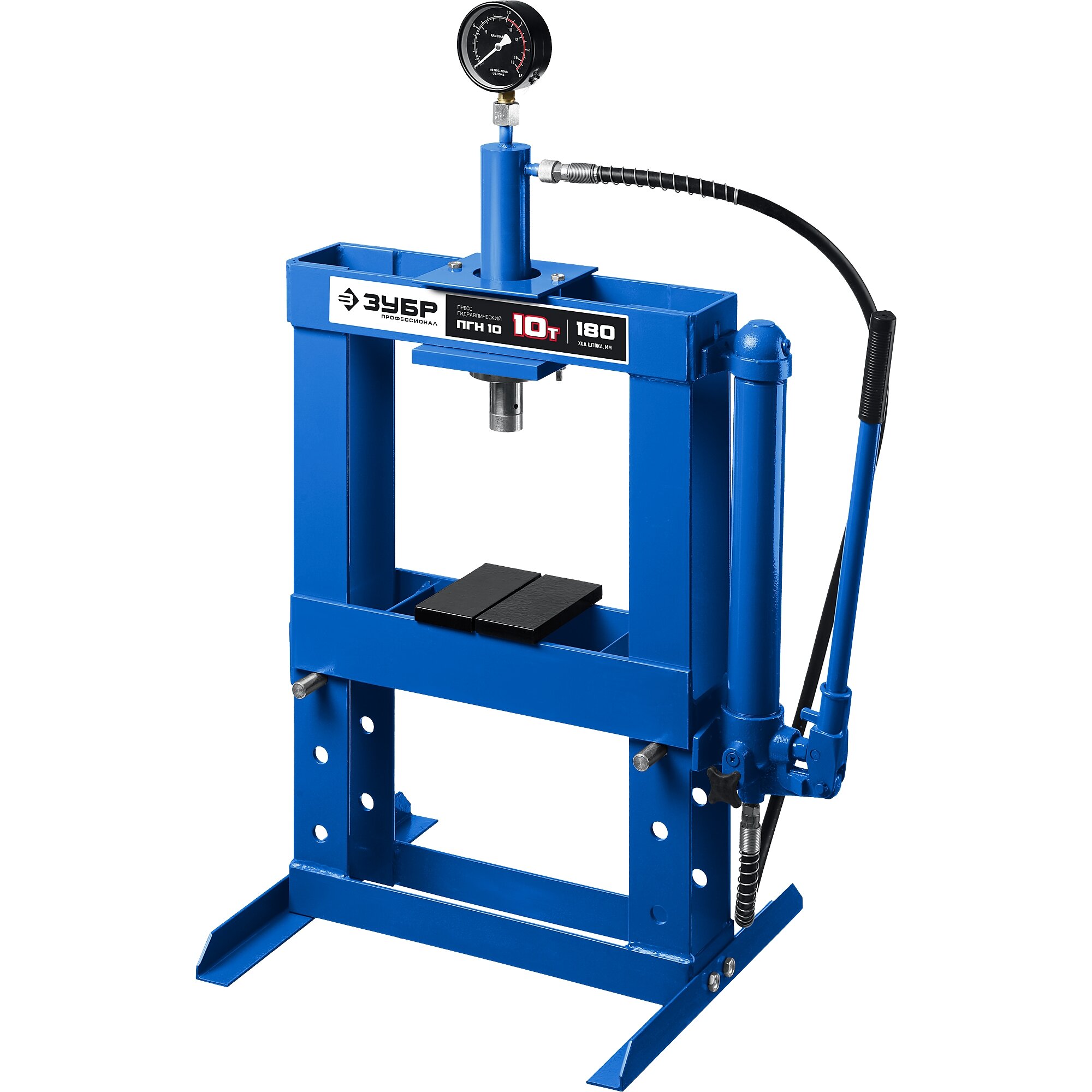 Гидравлический пресс ЗУБР Профессионал ПГН-10 10 т с гидронасосом и манометром