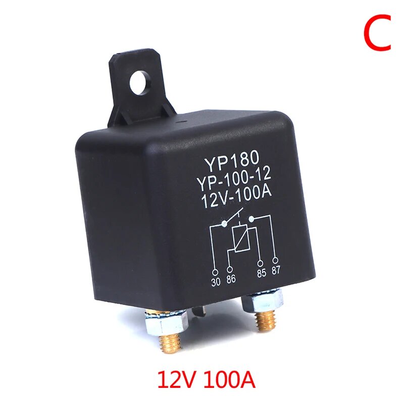 Автомобильное реле 12В/24В 200А черное 12V 100A