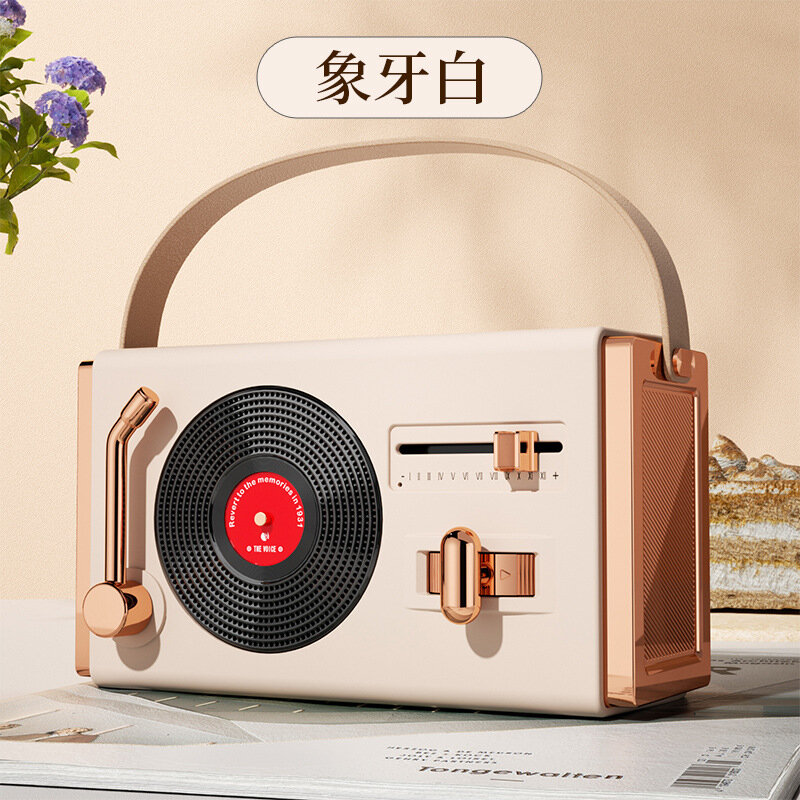 Новый креативный мини-ретро Bluetooth-динамик с поддержкой карт памяти и USB-накопителей, подарок, виниловый проигрыватель, настольная портативная аудиосистема.