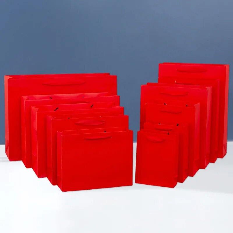 Мерыловер крафтовые бумажные сумки-тоут Красный, red, horizonta 22X10X18CM