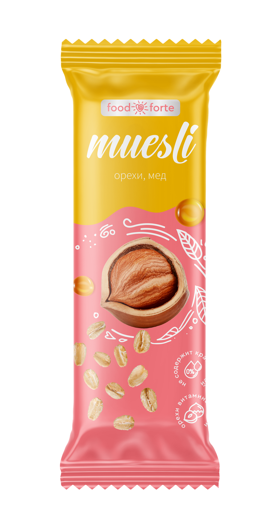 Батончик мюсли Орехи и мед 1 шт 50 г FoodForte
