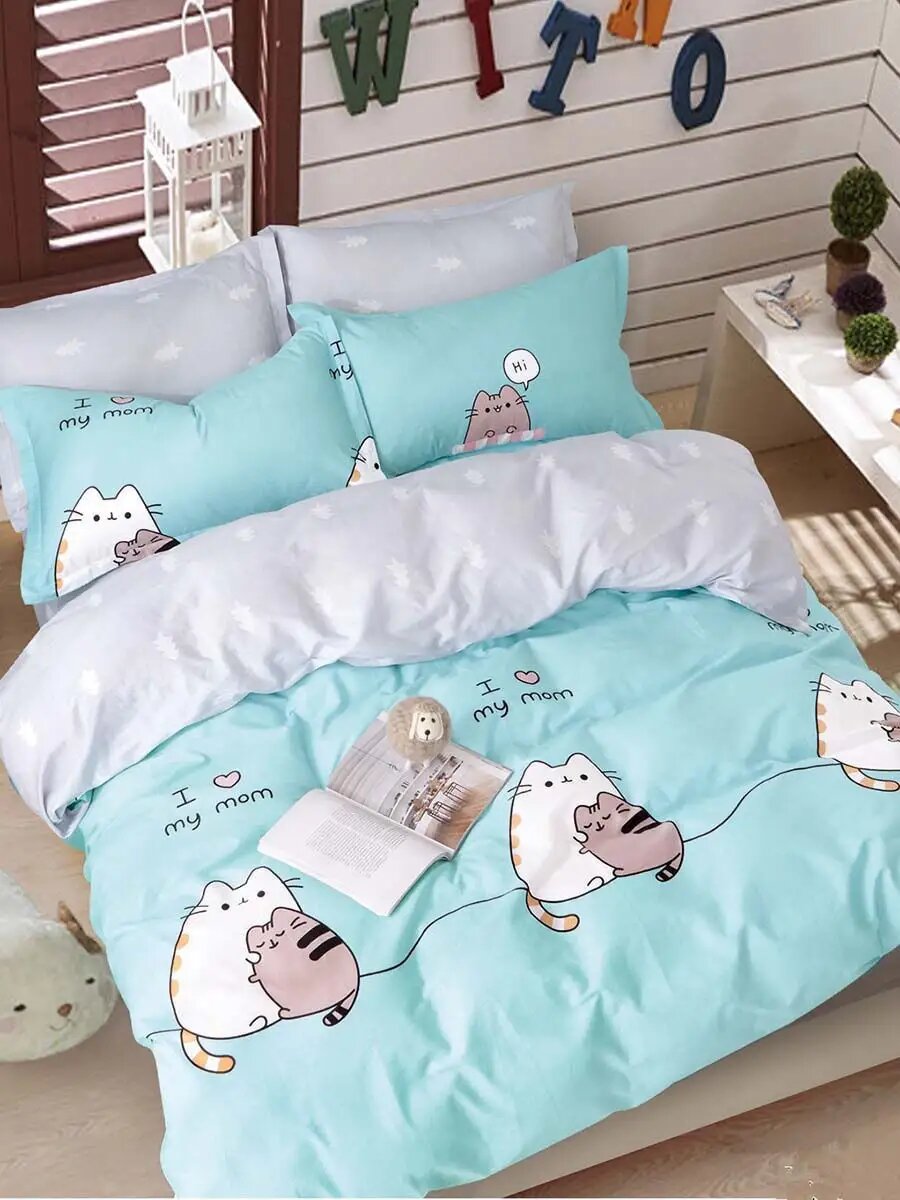 Постельное белье евро сатин 4 наволочки Twill