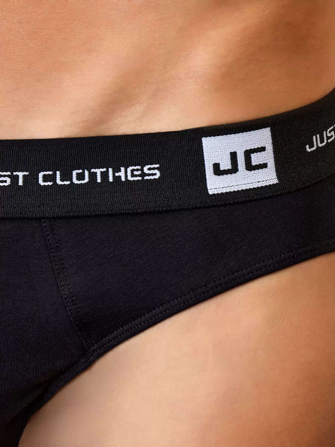 Трусы JUST CLOTHES, комплект из 3 шт., размер M, серый/белый/черный — фото 1