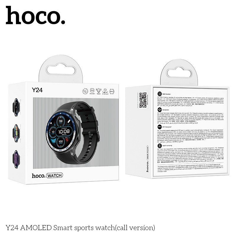 Умные спортивные часы Hoco Y24 AMOLED (версия для звонков) черные