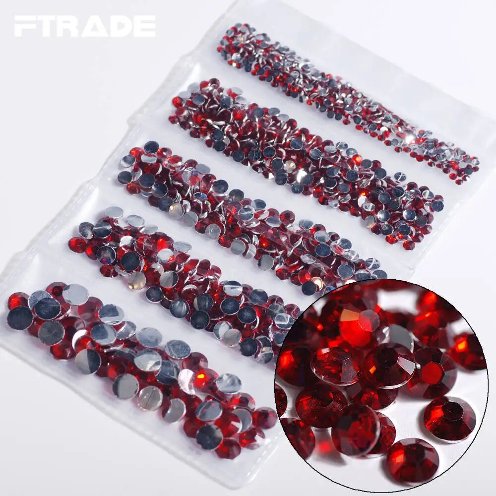 Хрустальные стразы Hisenlee 2-6 мм для дизайна ногтей 1000 шт Красный, Siam