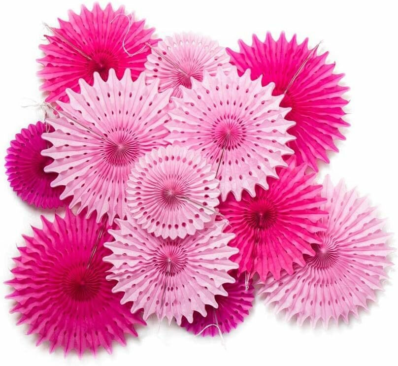 Набор бумажных фантов для украшения праздника, розовый/малиновый, 11 шт.