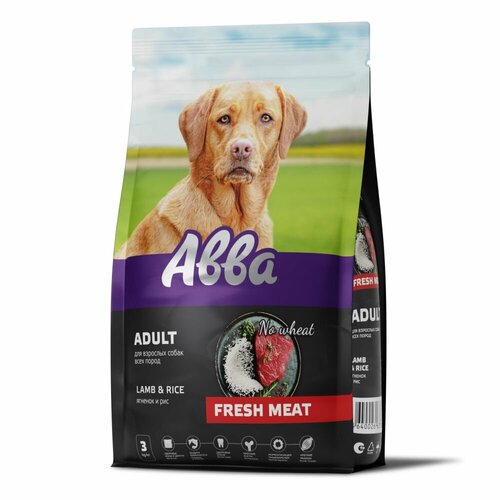 Авва Fresh Meat Сухой корм для взрослых собак всех пород, с ягненком и ...