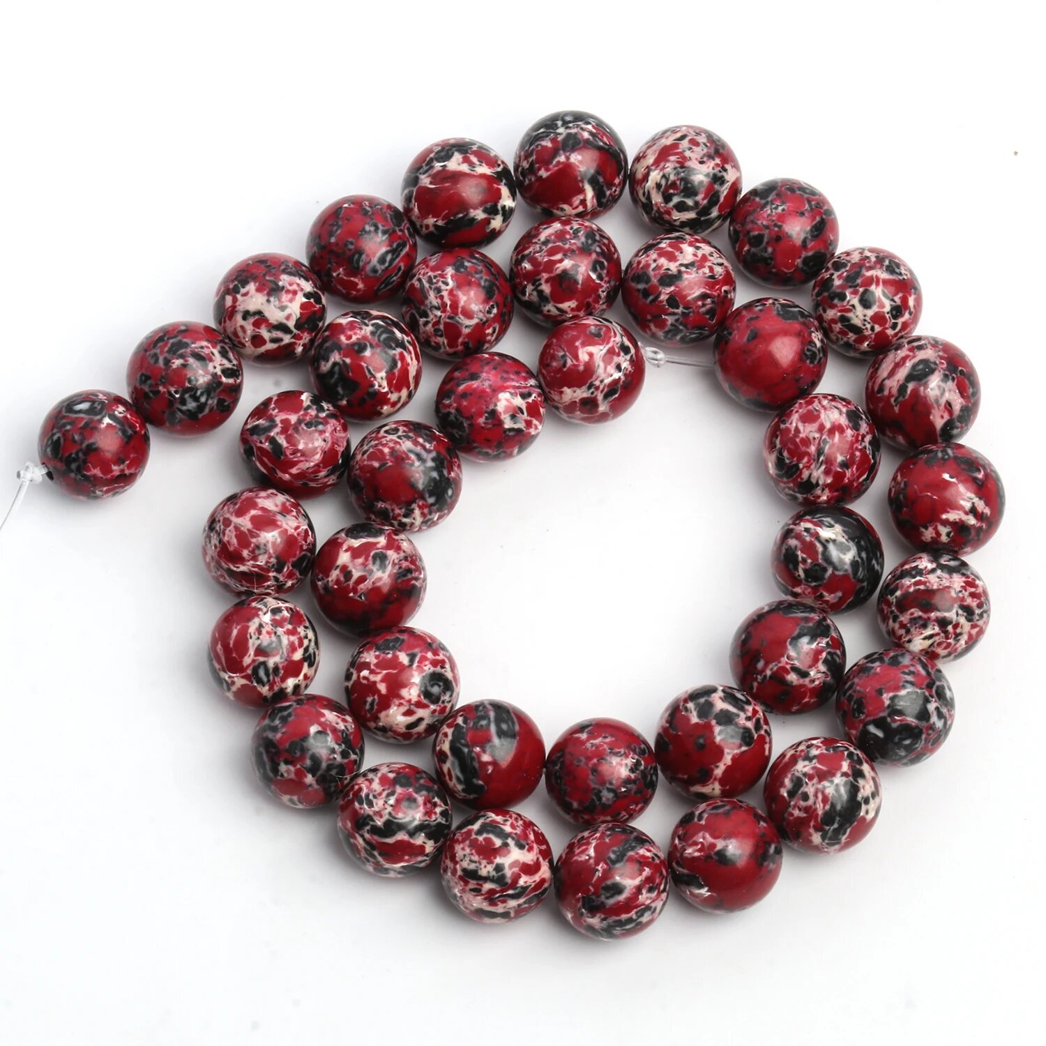 LNMBII Императорский Джаспер Бусины Черно-Красно-Белые 6 8 10 мм 6mm 60to65pcs