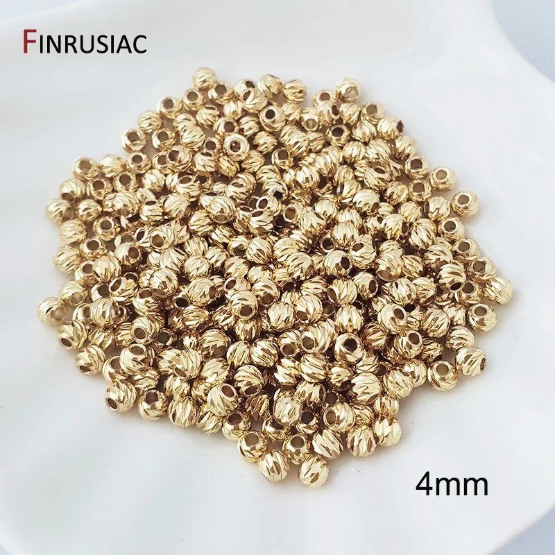 Золотые латунные бусины FINRUSIAC, цветочные, 2.5/3/4 мм, 100 шт 100 Pcs, 18k gold plated-4mm