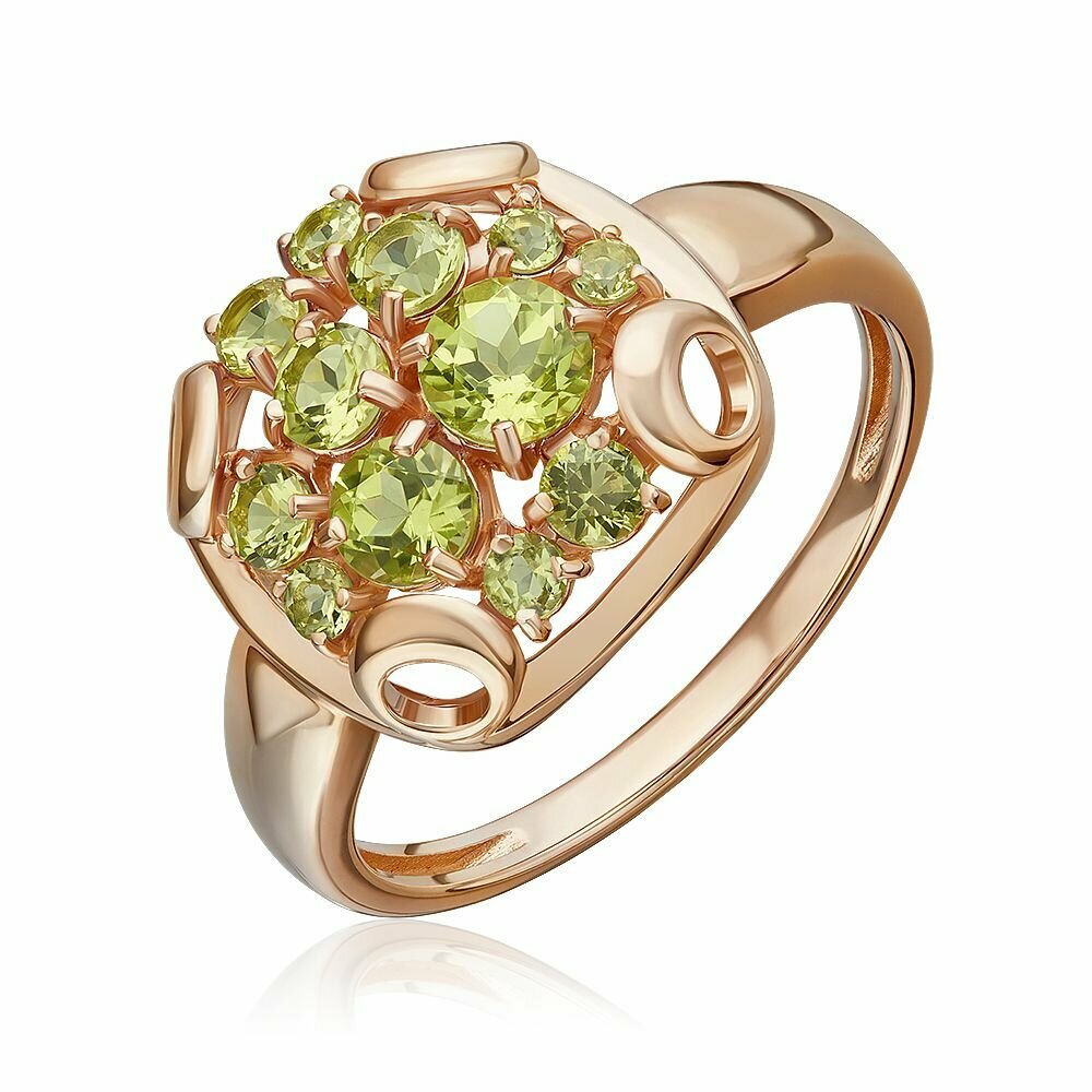 Кольцо, красное золото, 585 проба, хризолит