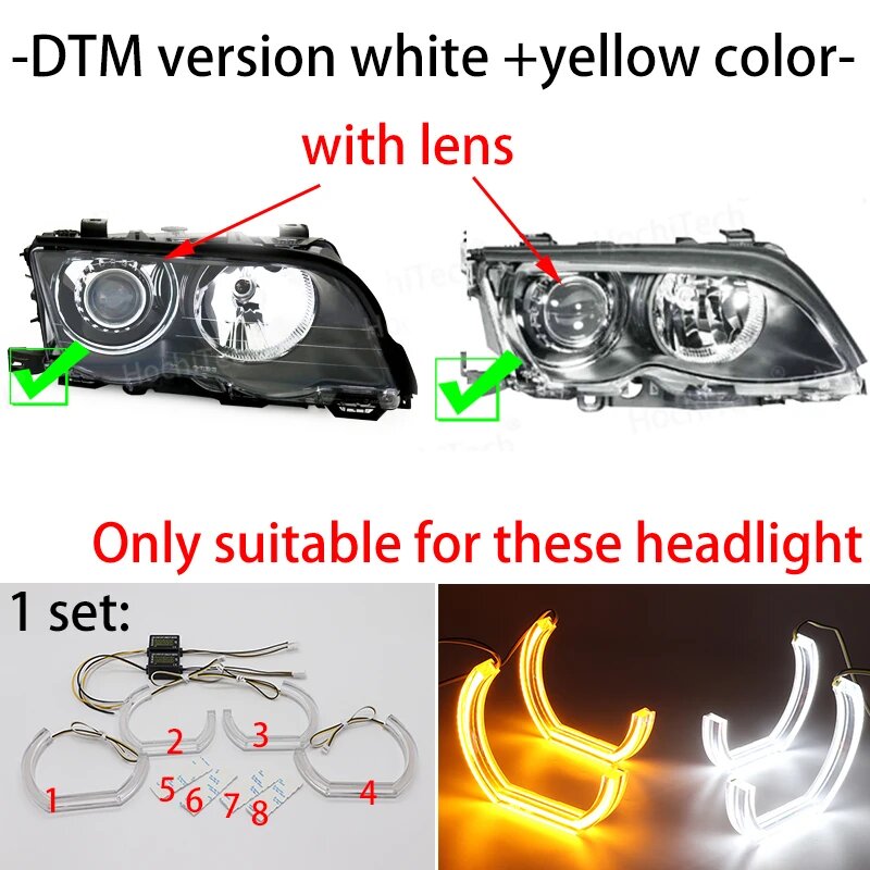 Для BMW E46 316i 318i 320i 325i 325xi 330i 330xi 99-05 Дневный свет DTM M4 Стиль для модернизации Crystal Angel Eyes комплект колец Version 7