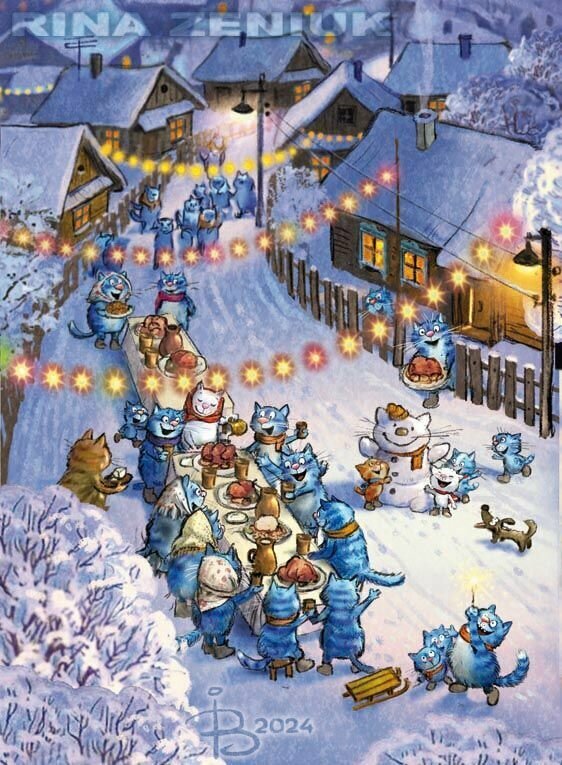 Картина по номерам на холсте с без подрамником 40х60cm / Синие коты Рина Зенюк MozArt