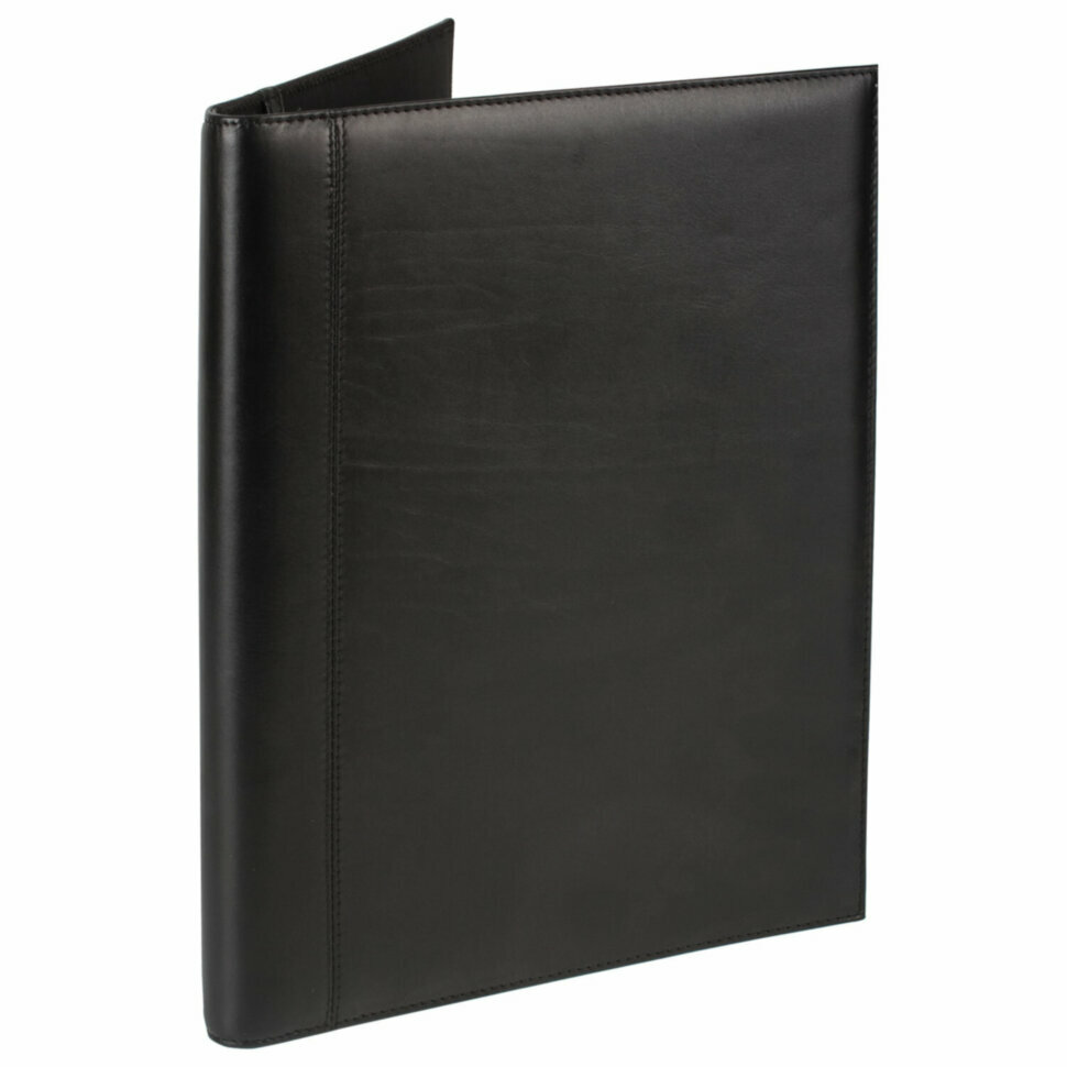 Папка адресная из натуральной кожи без надписи, формат А4, 32х25х1 см, черная, индивидуальная упаковка, 7-40, 7-40, 124790