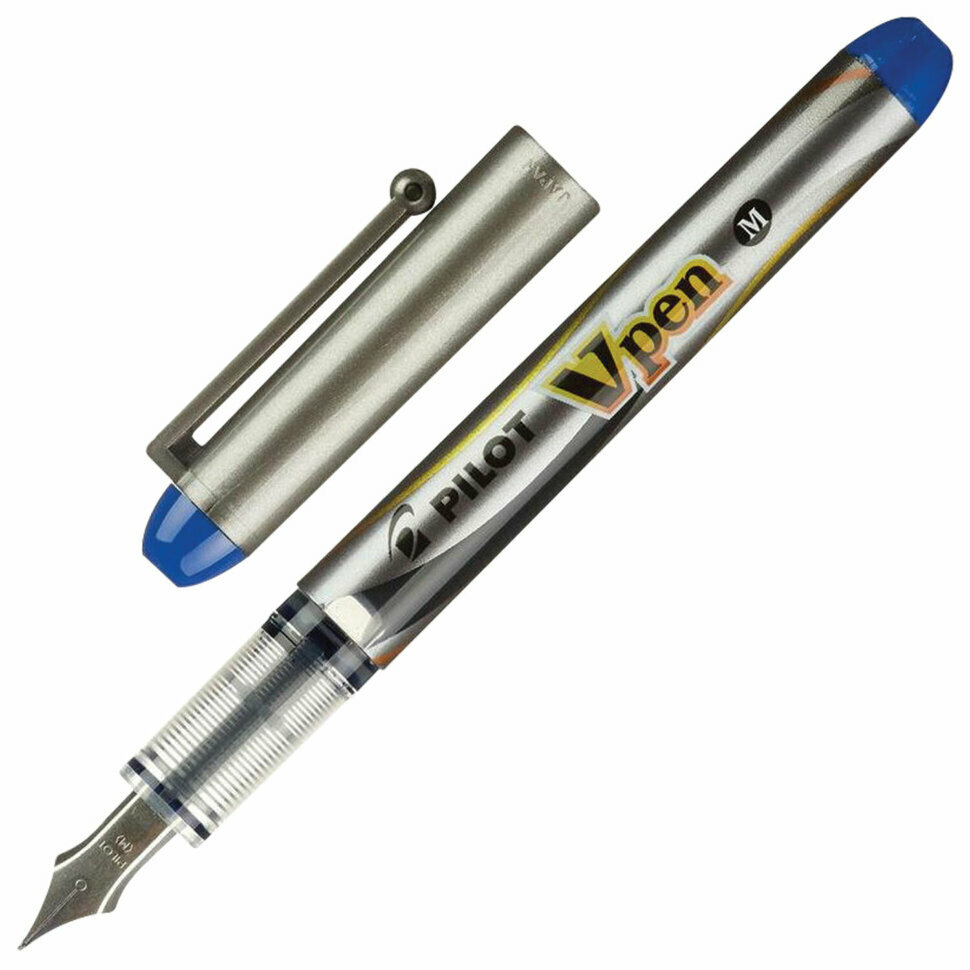 Ручка перьевая PILOT V-Pen, синяя, корпус серый, линия письма 0,58 мм, SVP-4M L, 144422