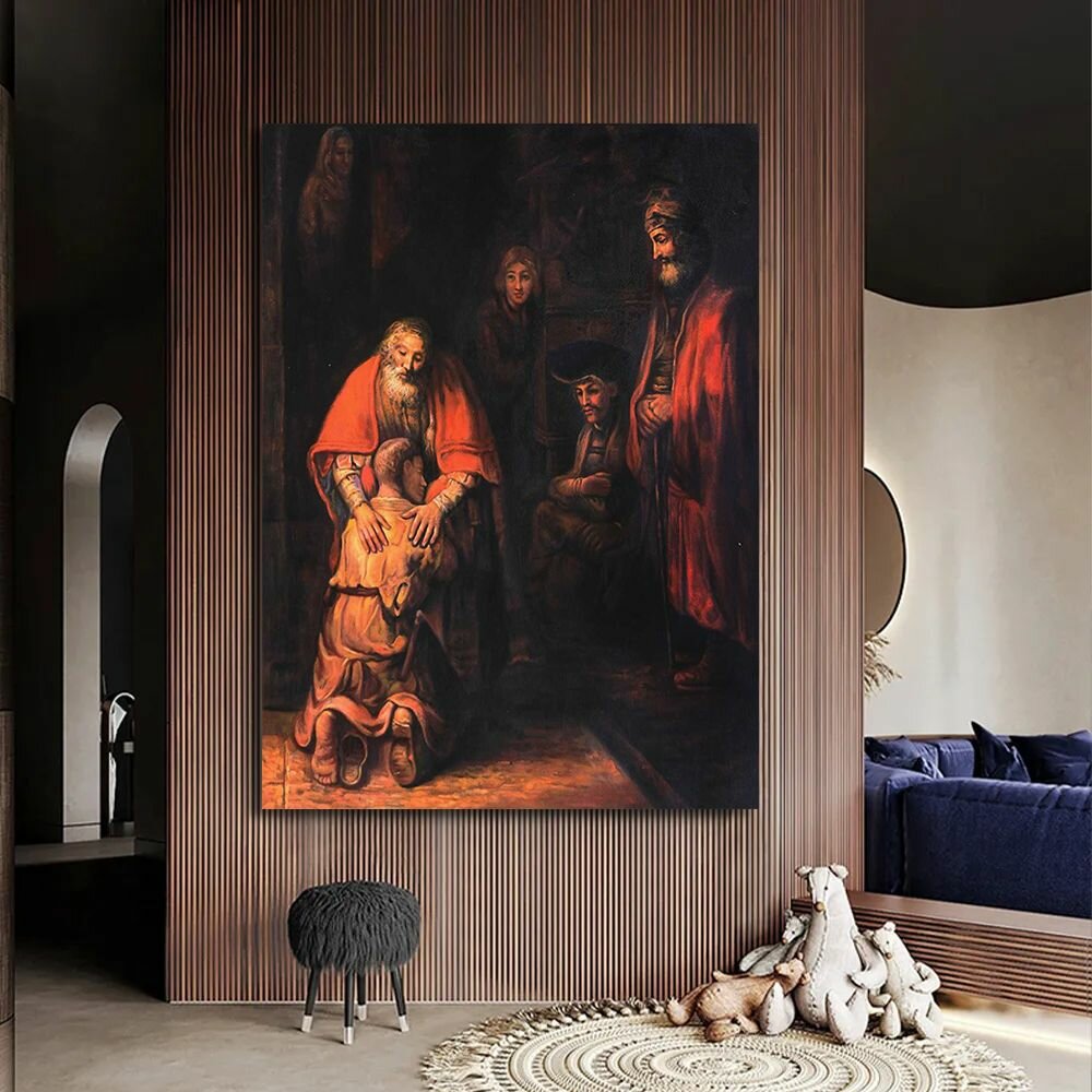 Рембрандт "Возвращение блудного сына", Картина репродукция, 60х80 см.