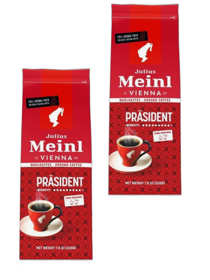 Julius Meinl Prasident 220 г кофе молотый пакет 2 штуки (2-8985)