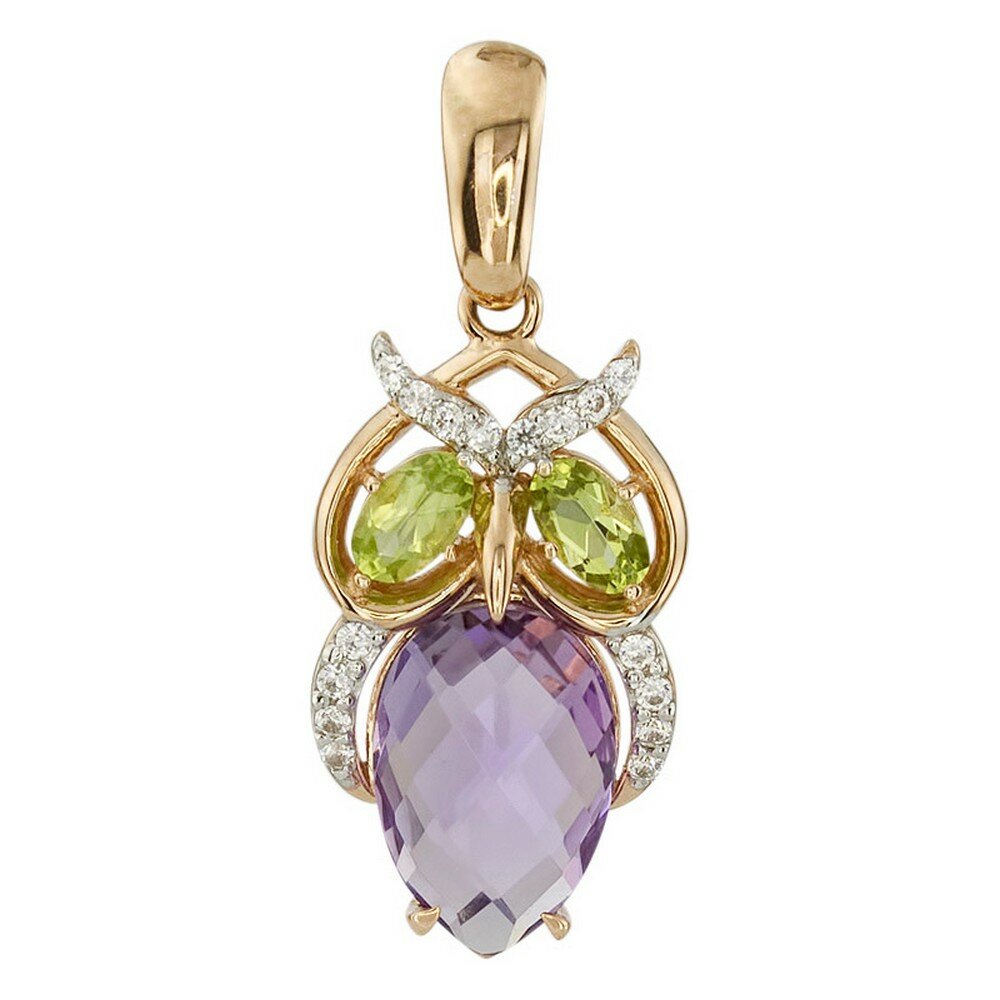 Подвеска, красное золото, 585 проба, аметист