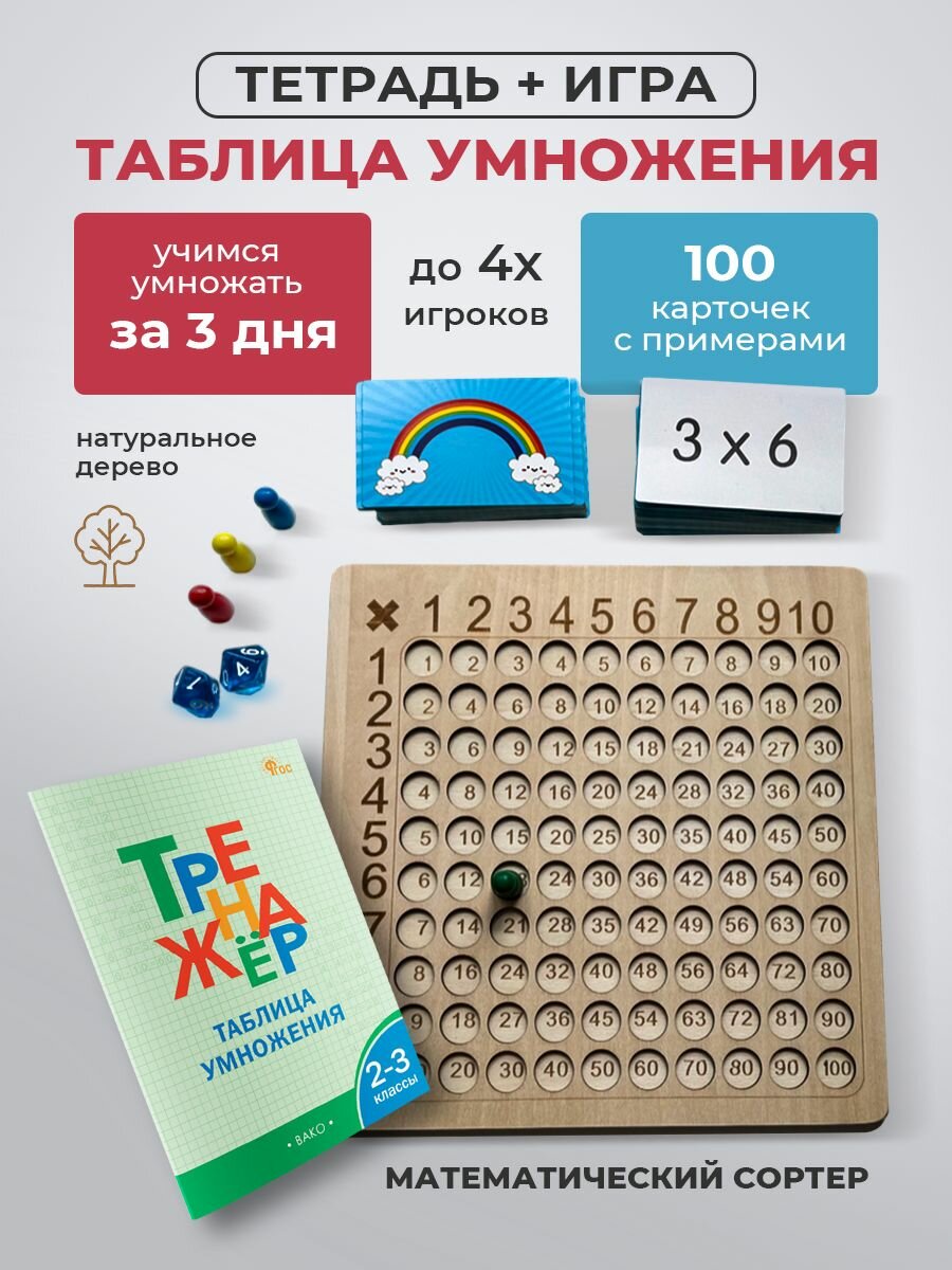 Тренажёр таблица умножения + математическая игра 2 в 1