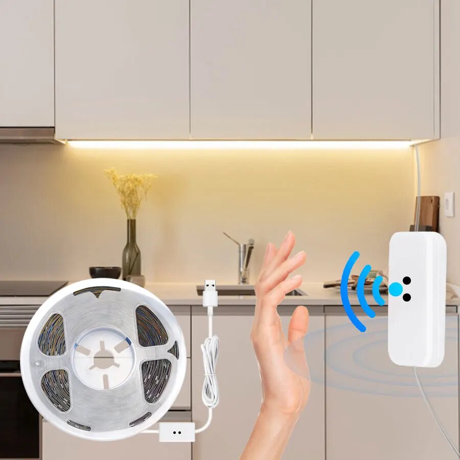 Светодиодная лента Aamasun 5м Warm White, USB, управление жестом