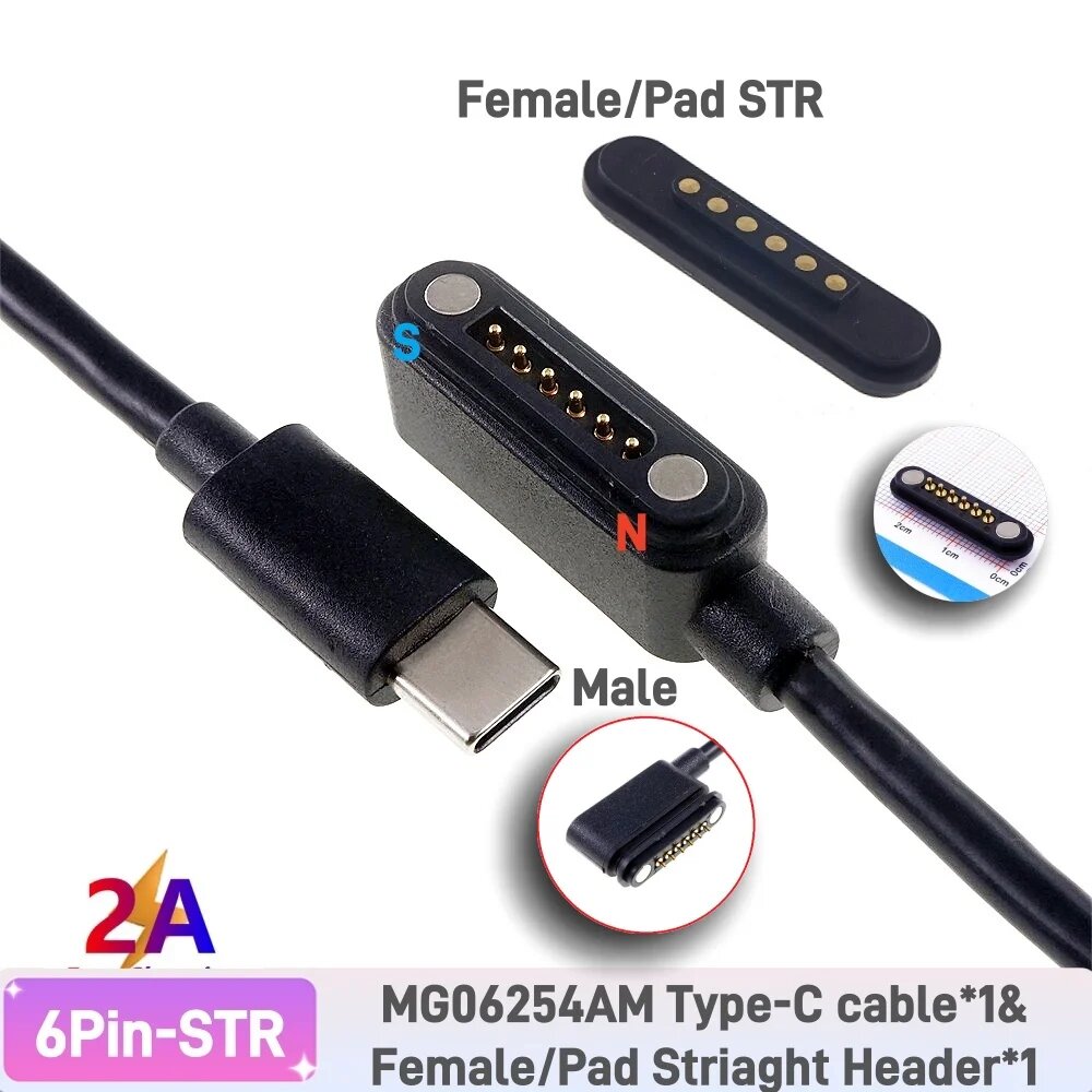 Магнитные разъемы Pogo Pin RTLECS MG0x254A-USB 2-6 контактов 2A USB Type C 6Pin TypeC Female