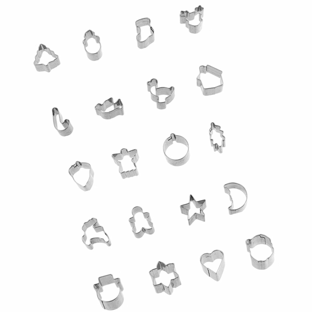 Упаковка Из 20 Формочек Для Праздничного Мини-печенья Из Нержавеющей Стали, Набор Формочек Для Выпечки Рождественского Печенья И Десертных Пирожных