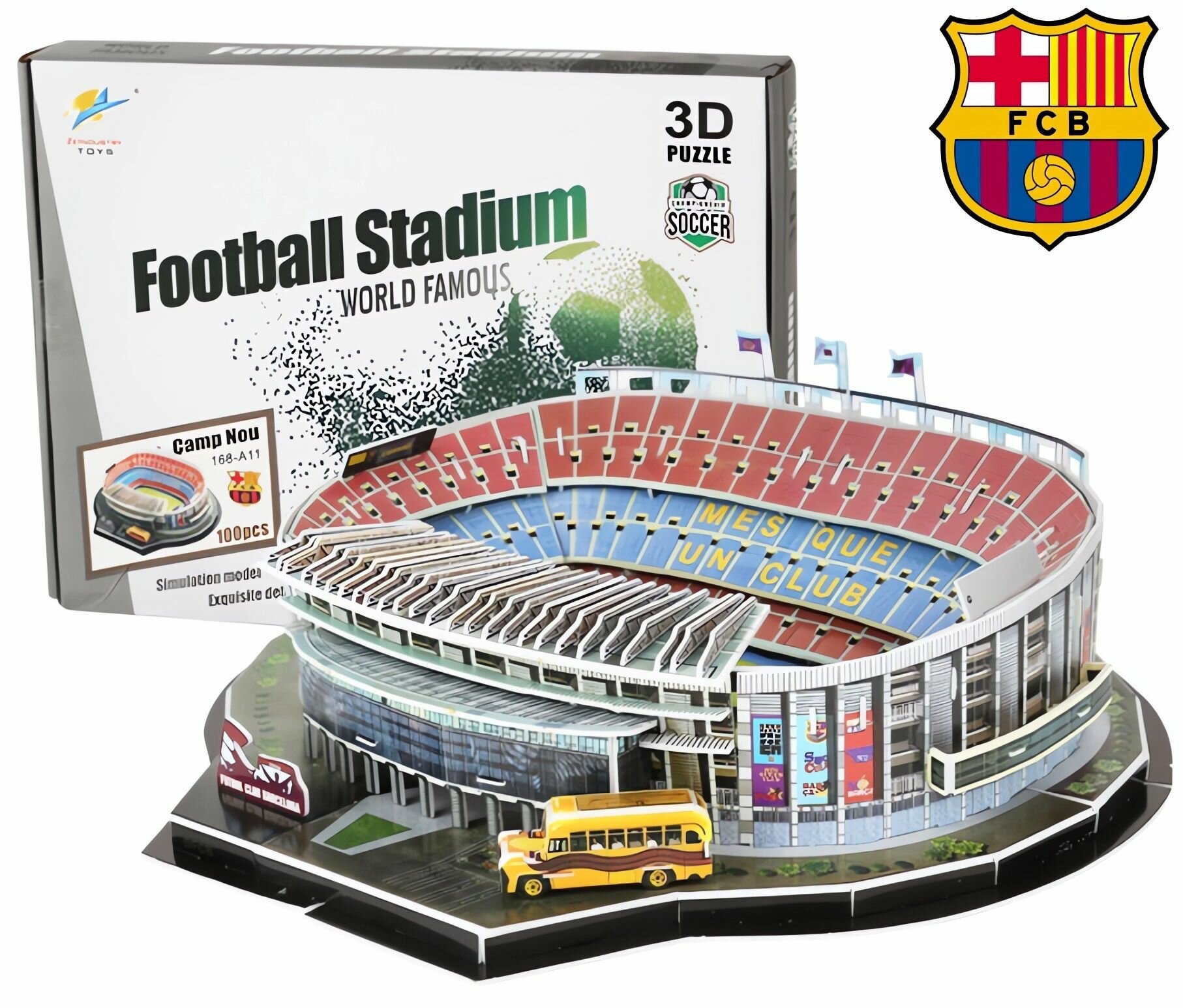 Коллекционный сборный картонный 3D пазл. Стадион "Камп Ноу" (Барселона) 100 деталей