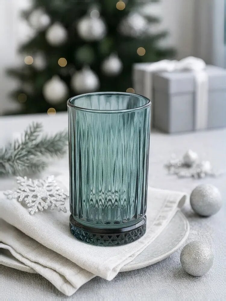 Стаканы набор высокие, зеленые 2 шт, Pasabahce "Энжой" 450 мл. Закаленное стекло, для воды, пива, коктейлей.