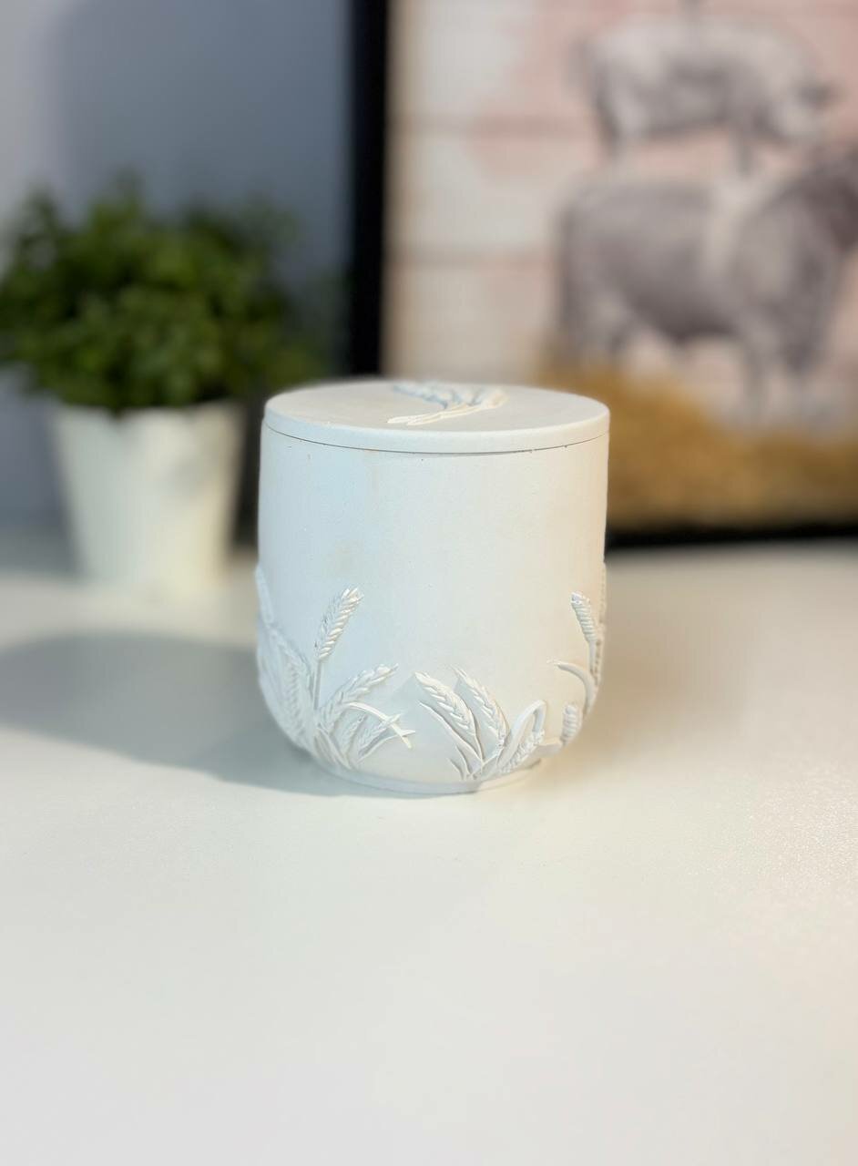 Подсвечник кашпо Стакан Колосья для раскрашивания из высокопрочного гипса, объем 150 мл