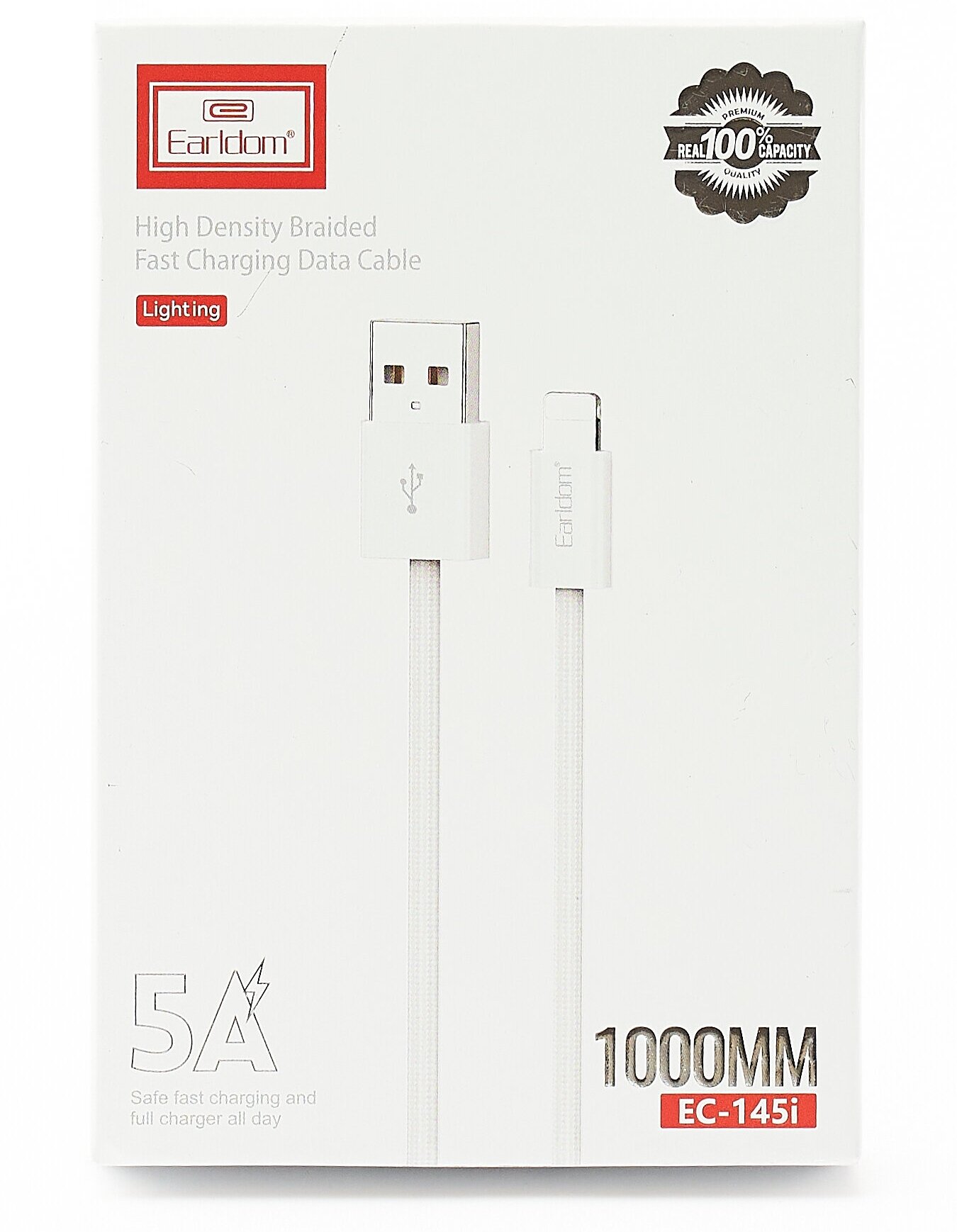 USB кабель Earldom EC-145i для iPhone, быстрая зарядка, 5А, белый