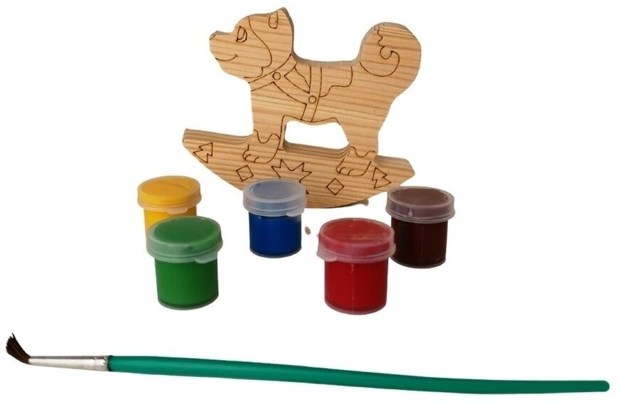 Набор под роспись "Собачка-качалка" с контуром арт.7959 с красками и кисточкой в пакете