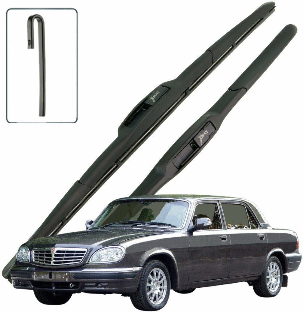 Дворники GAZ (1) / ГАЗ 31105 Волга рест 2007 / 2008 / 2009 Щетки стеклоочистителя гибридные ОЕМ для автомобиля LYNXauto 400мм-400мм к-т 2 шт. Товар уцененный